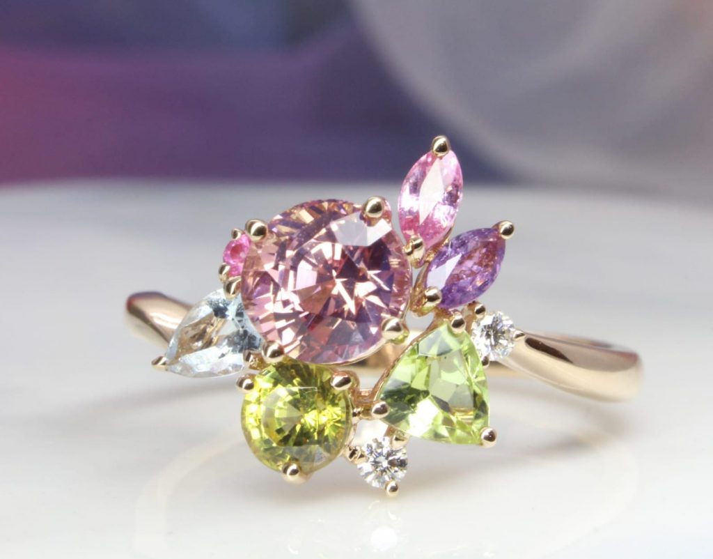 Cluster Gemstone Ring Jewellery with Personalised Birthstone Cluster Gemstone Ring Jewellery with Personalised Birthstone